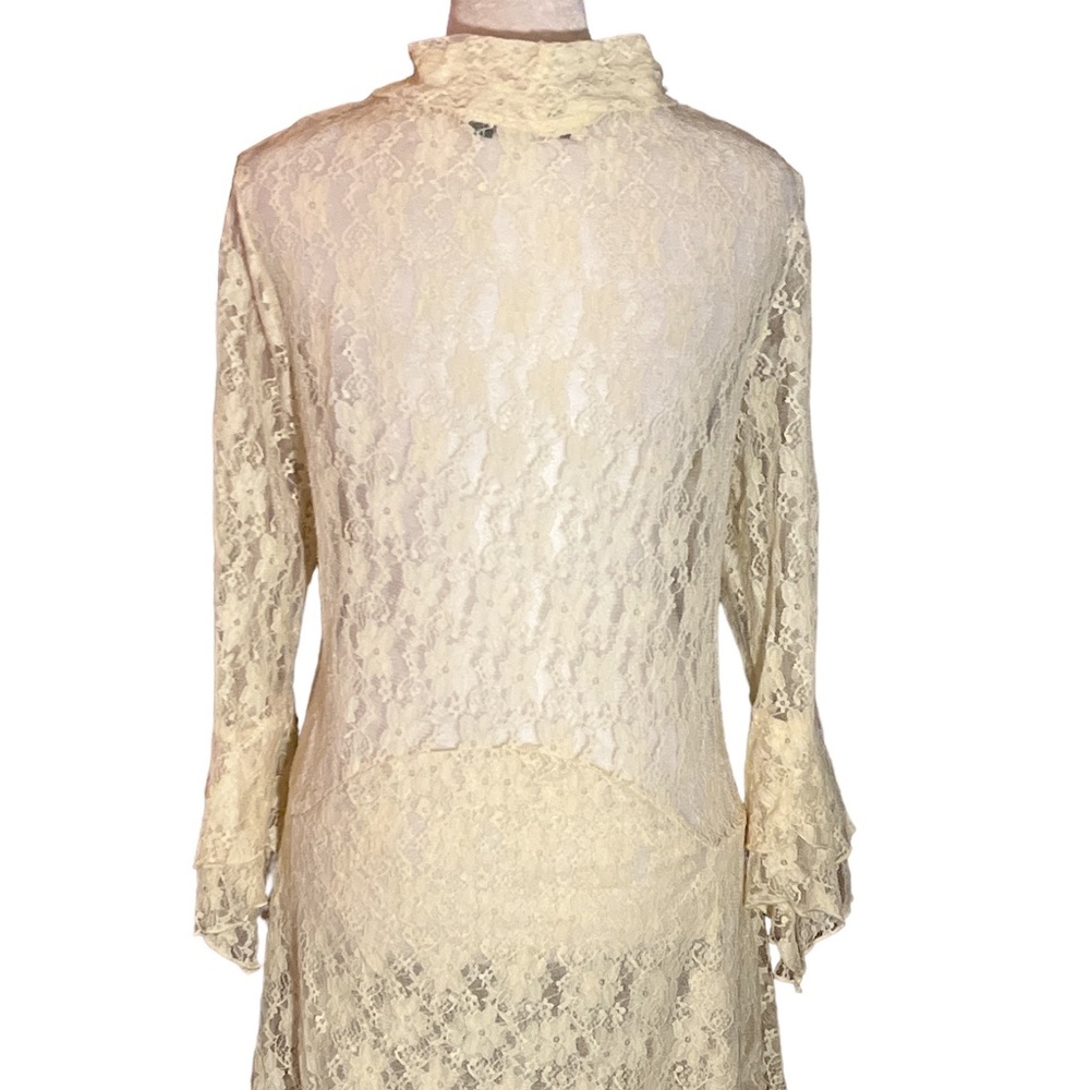 Origami By Vivien Tiered Ivory Lace Duster Coat Very … - Gem